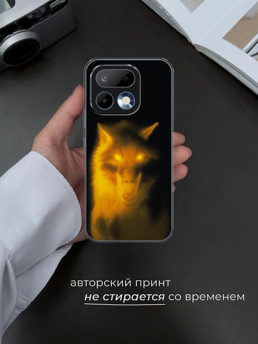 Чехол на Realme 16 Pro / Реалме 16 Про с принтом Огненные глаза волка — фото 1