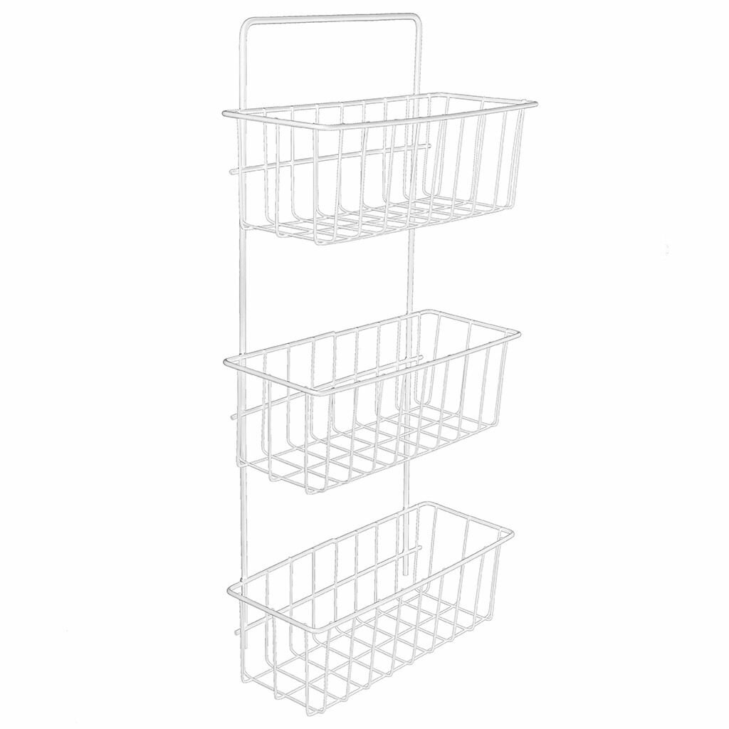 Полка КНР прямоугольная, металлическая, окрашенная, настенная "Лофт" 3-х ярусная, на липучках, 25,5х10х51 см, s 2 мм, белый (CY-0182)