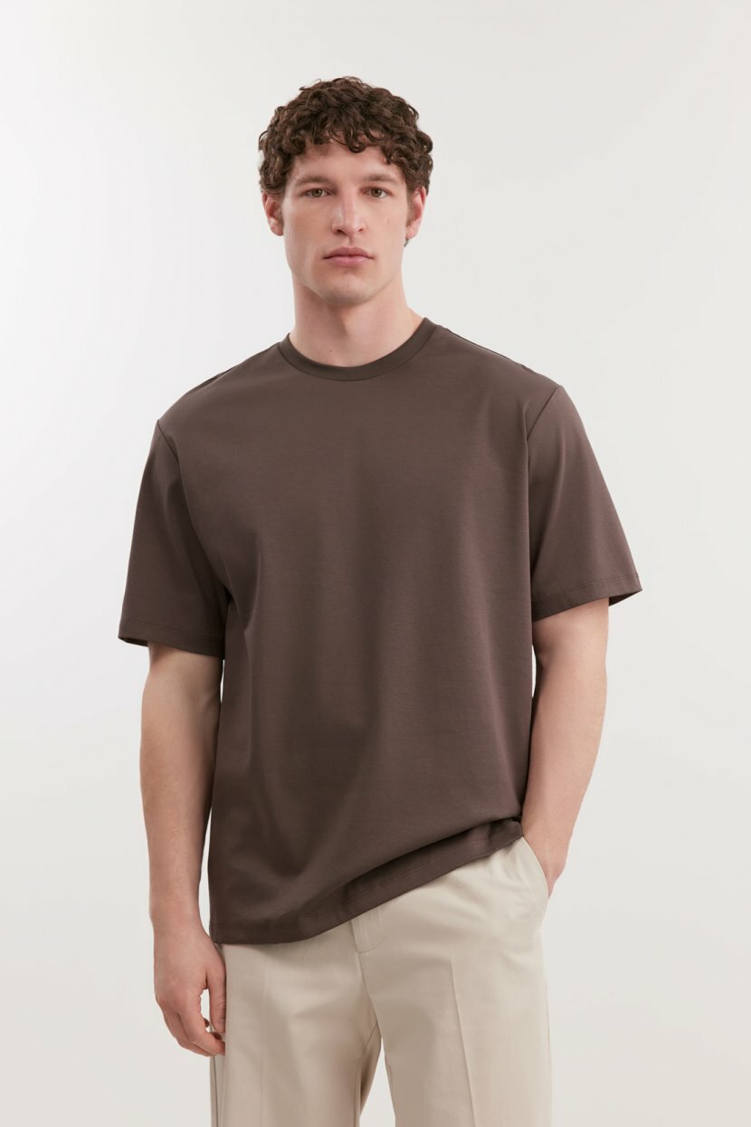 Футболка из хлопкового интерлока Baon B7326201, размер: M, Коричневый