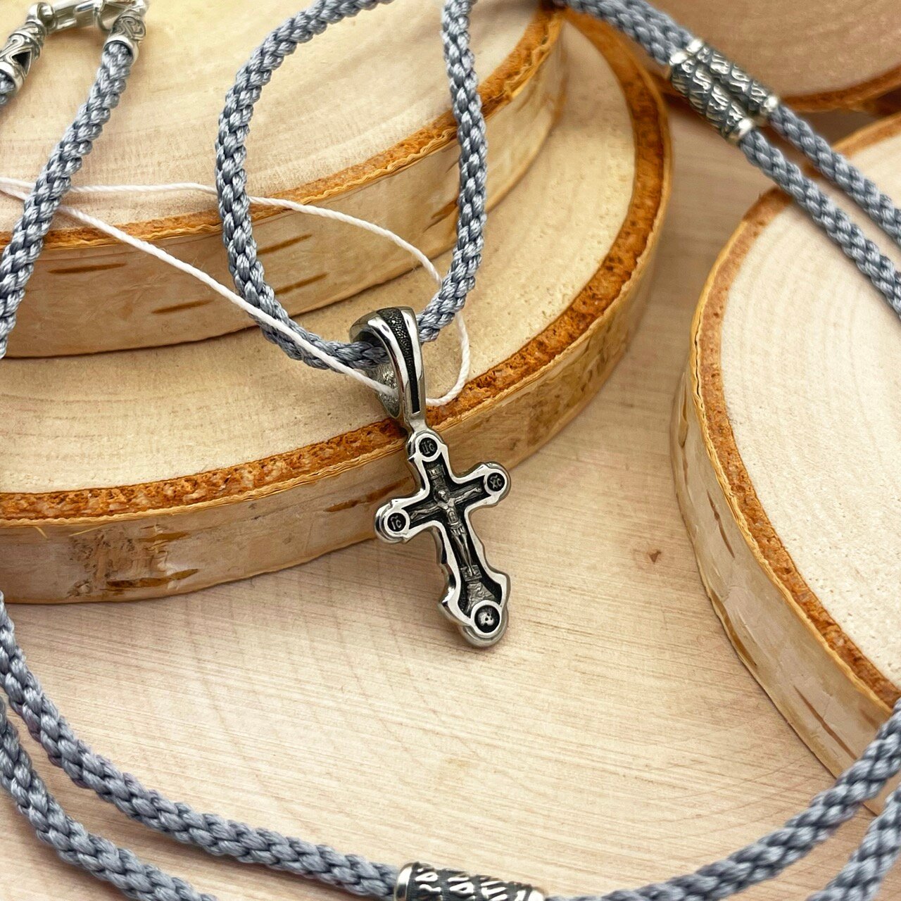 Крестик, серебро, 925 проба, чернение, родирование