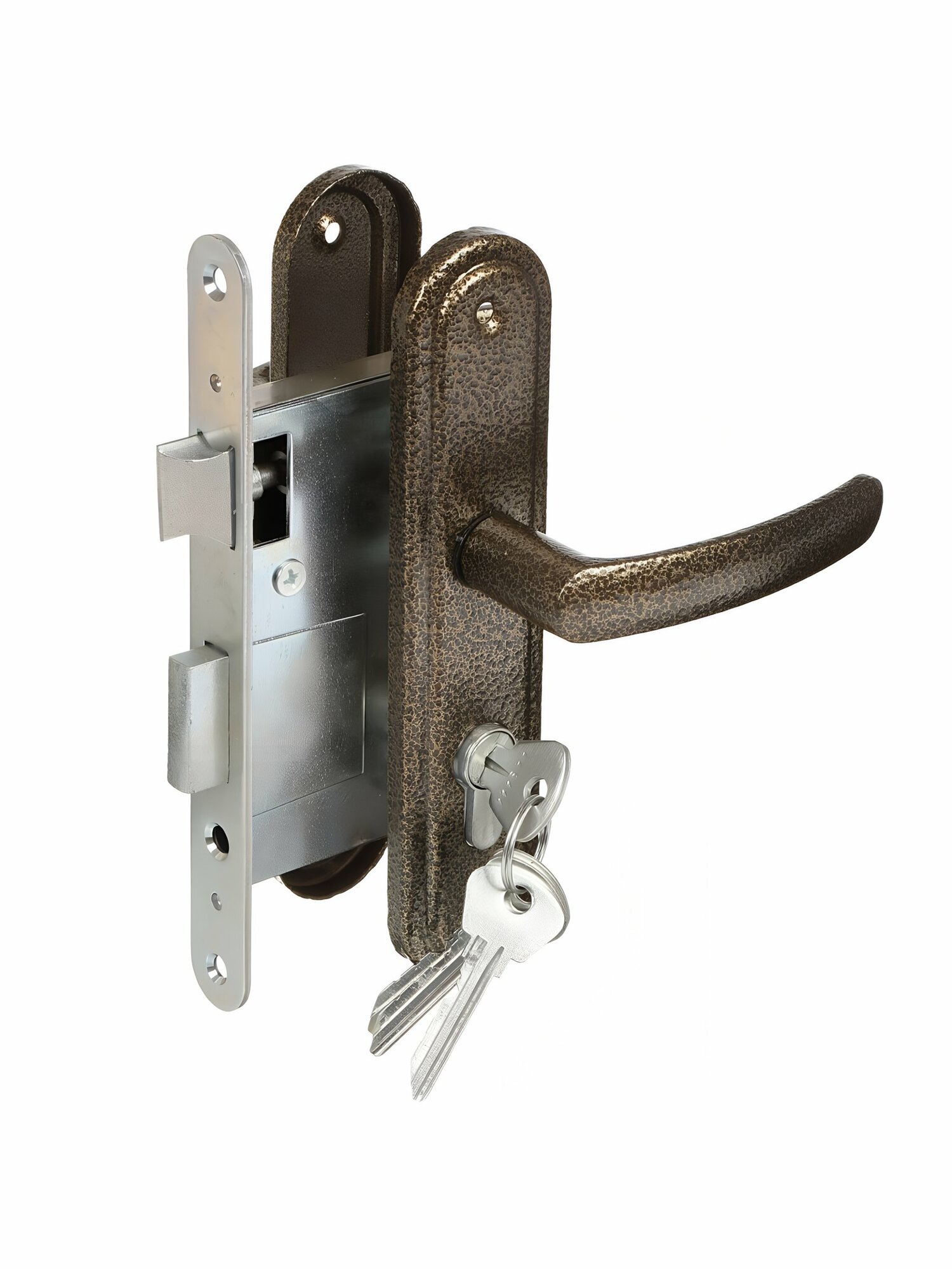 Замок врезной Зенит, ЗВ4-3.08, БП-00011717, ручка в комплекте, цилиндровый, бронзовый