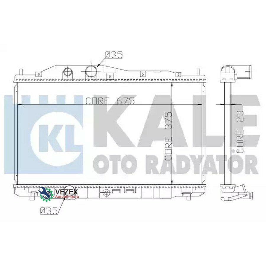 KALE 357200 Радиатор охлаждения для а/м Honda Civic 4D (06-) M/A паяный