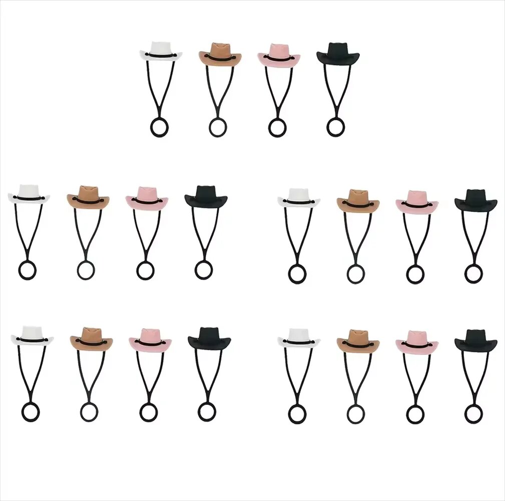 Силиконовые насадки на соломинки в форме ковбойской шляпы, 20pcs