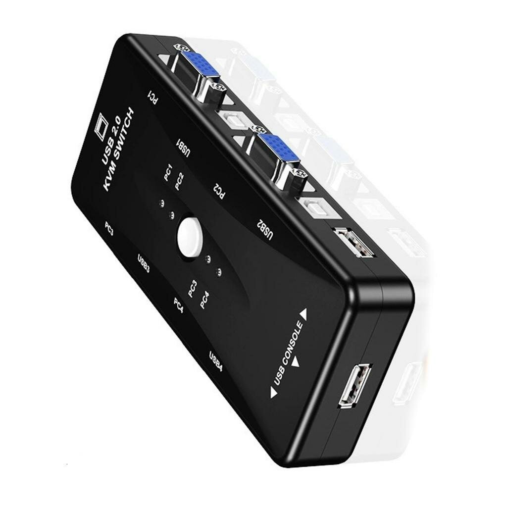 USB KVM-переключатель 2/4 порта с VGA 1080P, 4 порта KVM