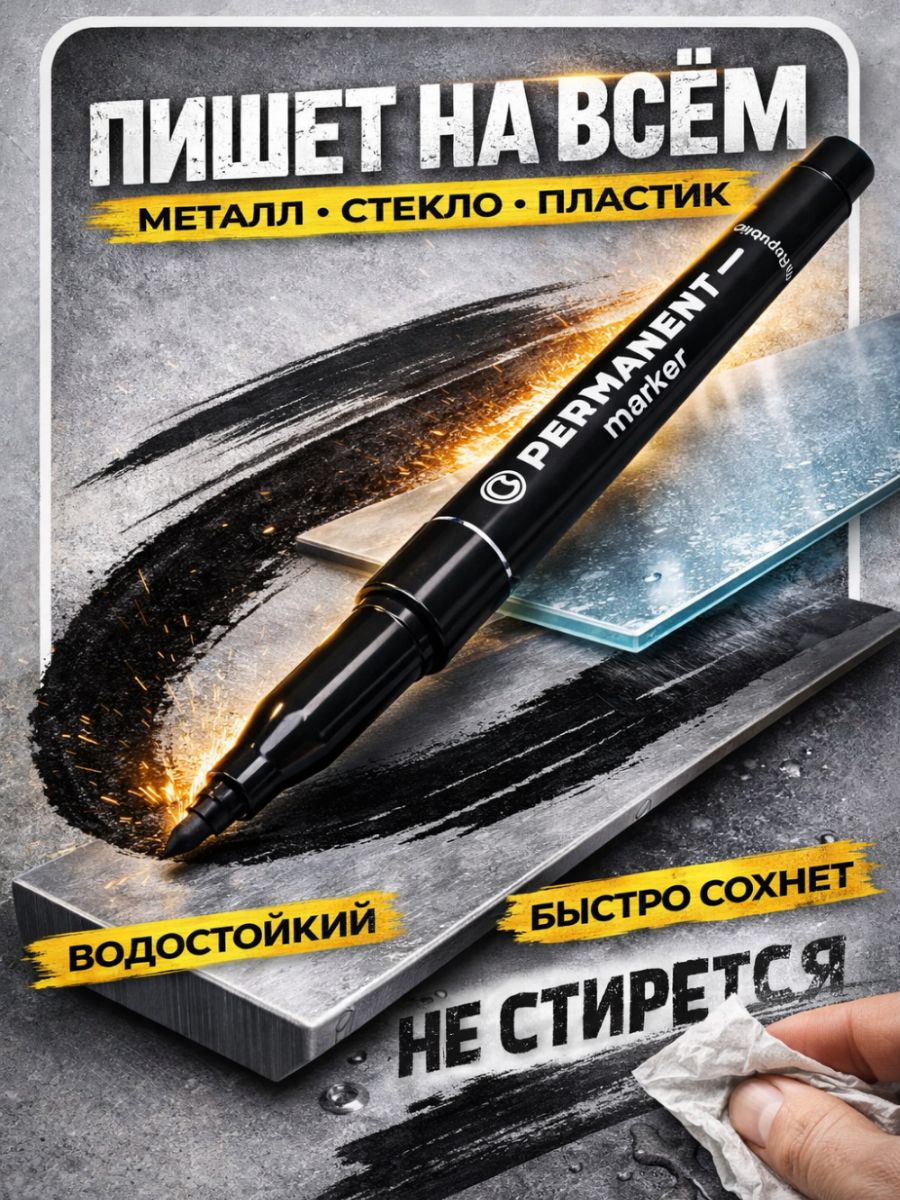 Маркер перманентный "Черный" 1 мм