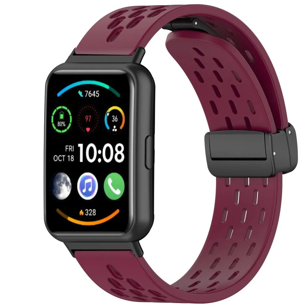 Дышащий силиконовый магнитный ремешок для Huawei Watch Fit 2