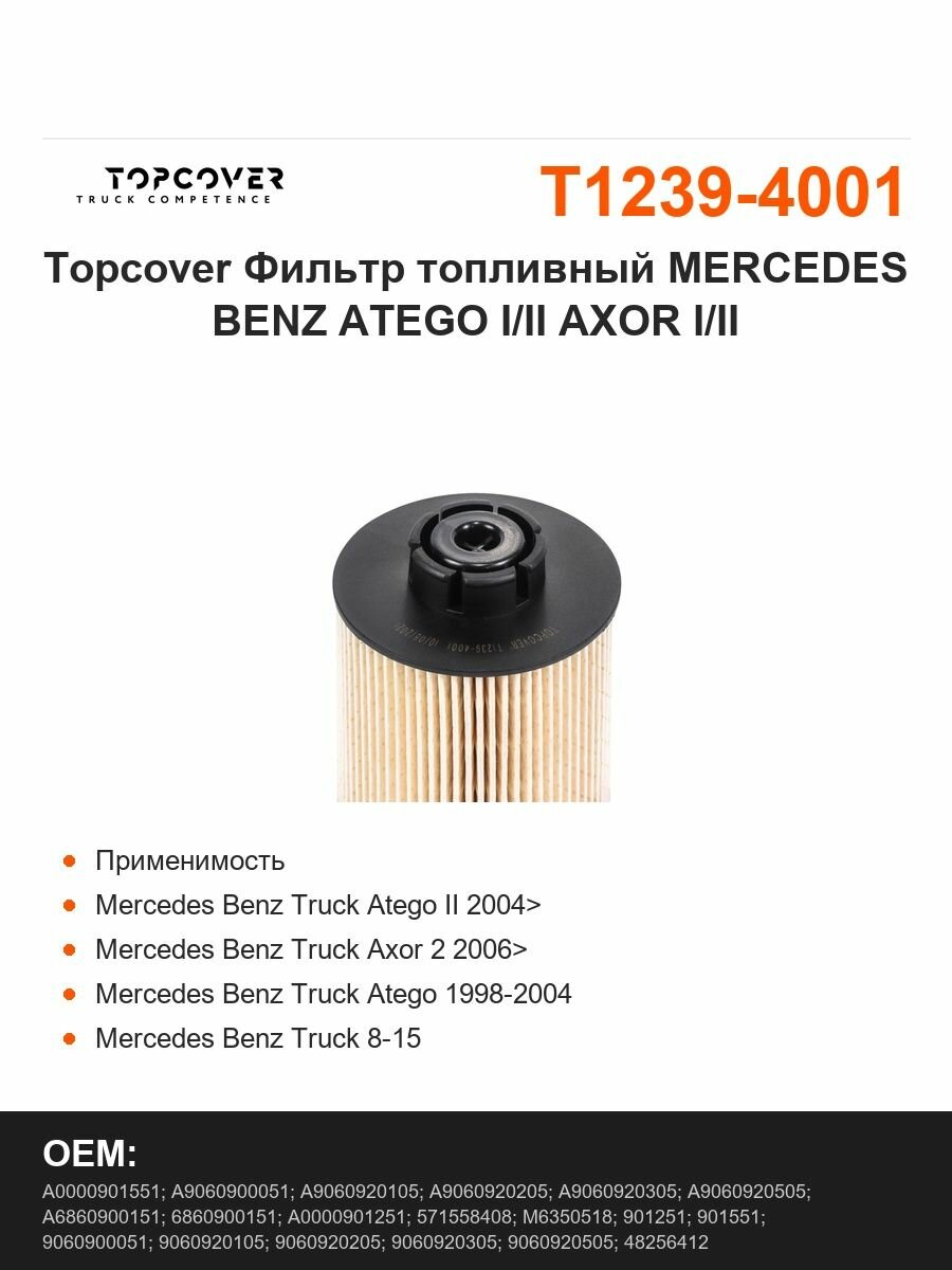 Topcover Фильтр топливный MERCEDES BENZ ATEGO I/II AXOR I/II