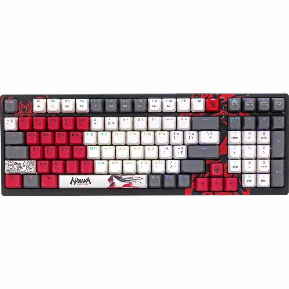 Клавиатура A4Tech Bloody(S98 NARAKA BLMS RED PLUS)мех. чер/крас USB gamerLED, 2154957