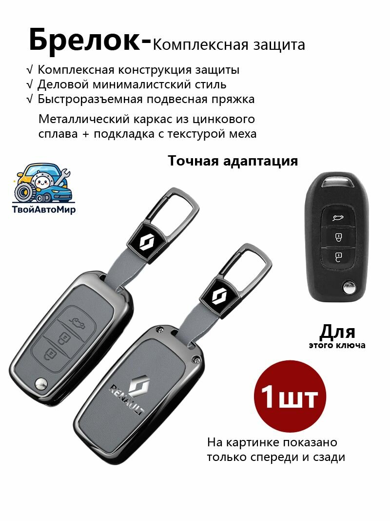 Чехол Для Ключа Renault Logan/Sandero/Duster 2012-2020, Цинковый Сплав+Кожа, Полная Защита