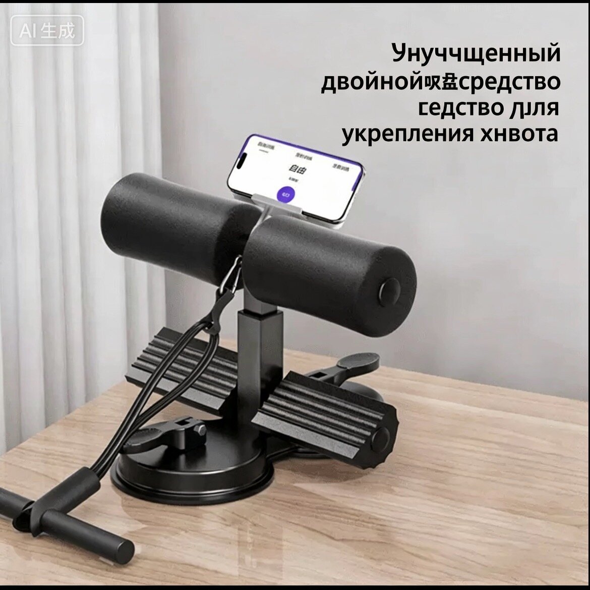 Черный многофункциональный тренажер для скручивания пресса с двойной вакуумной присоской, домашний фитнес-тренажер