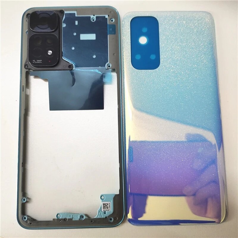 Полный корпус, задняя крышка батарейного отсека для Xiaomi Redmi Note 11S/Note11 4G, задняя крышка, средняя рамка + кнопка громкости + стекло камеры
