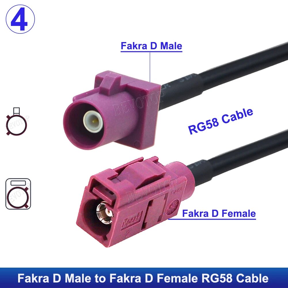 RG58 Fakra D Male to Female кабель, 6M