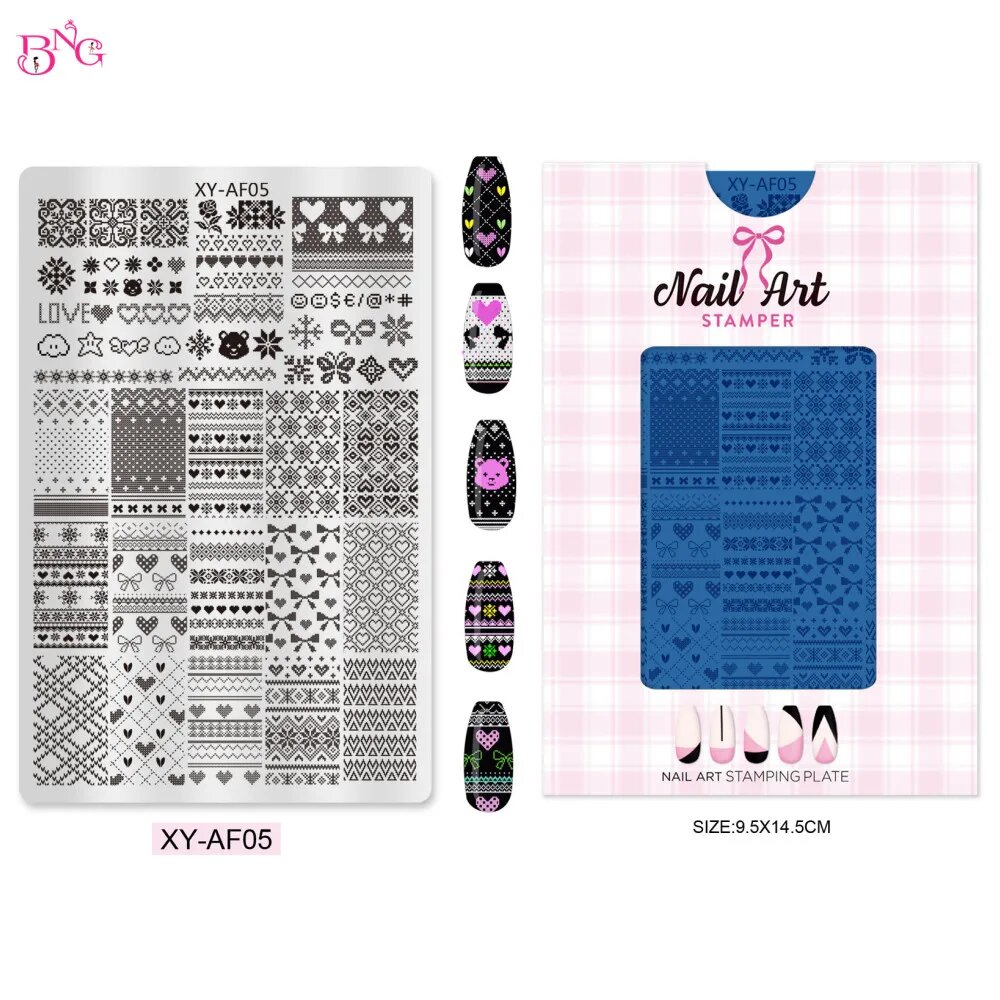 Пластина для стемпинга BNG XY-AF05 Plaid Love Animals