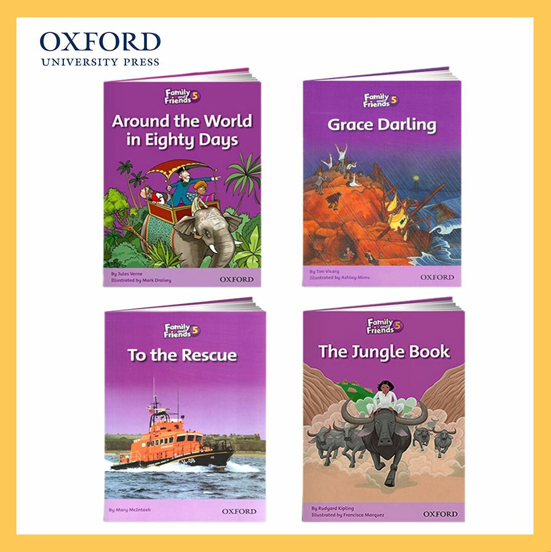 Family and Friends 5 Readers - Комплект 4в1: The Jungle Book, Around the World in Eighty Days, Grace Darling, To the Rescue reader
