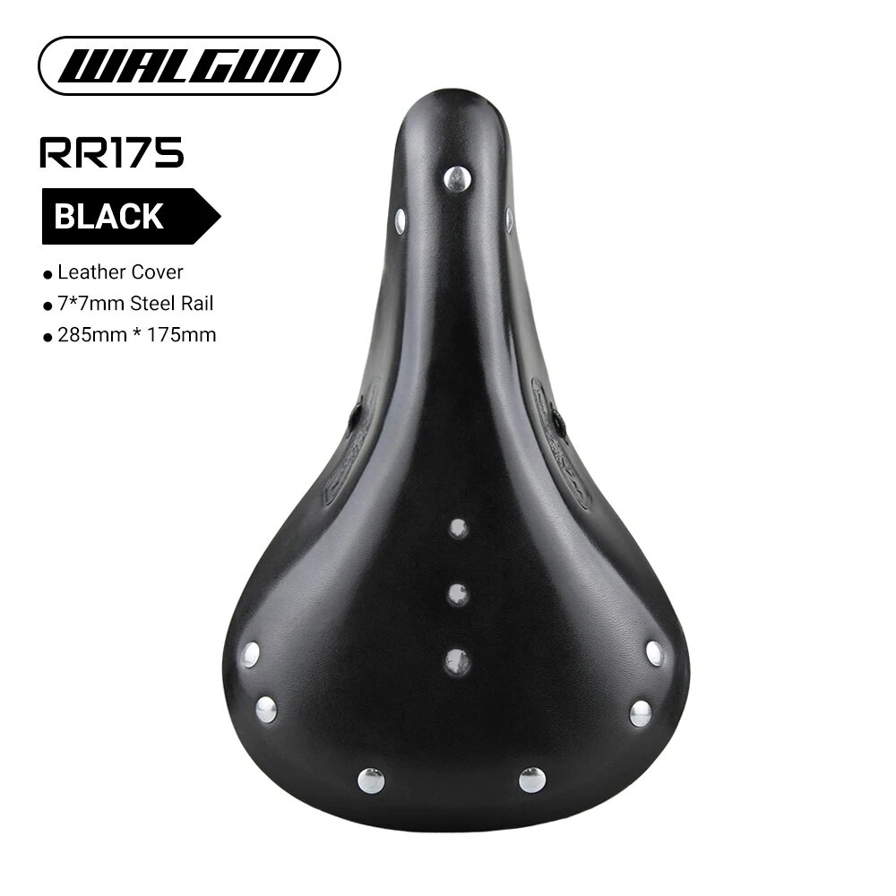 WALGUN RR175 Винтажное Кожаное Седло для Велосипеда Черный, Black