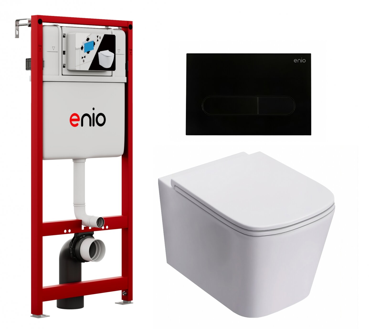 Комплект 3 в 1 инсталляция Enio Profi EN7050050 + Унитаз подвесной Lorne Lambro LN5007504 + кнопка черная матовая Stondato