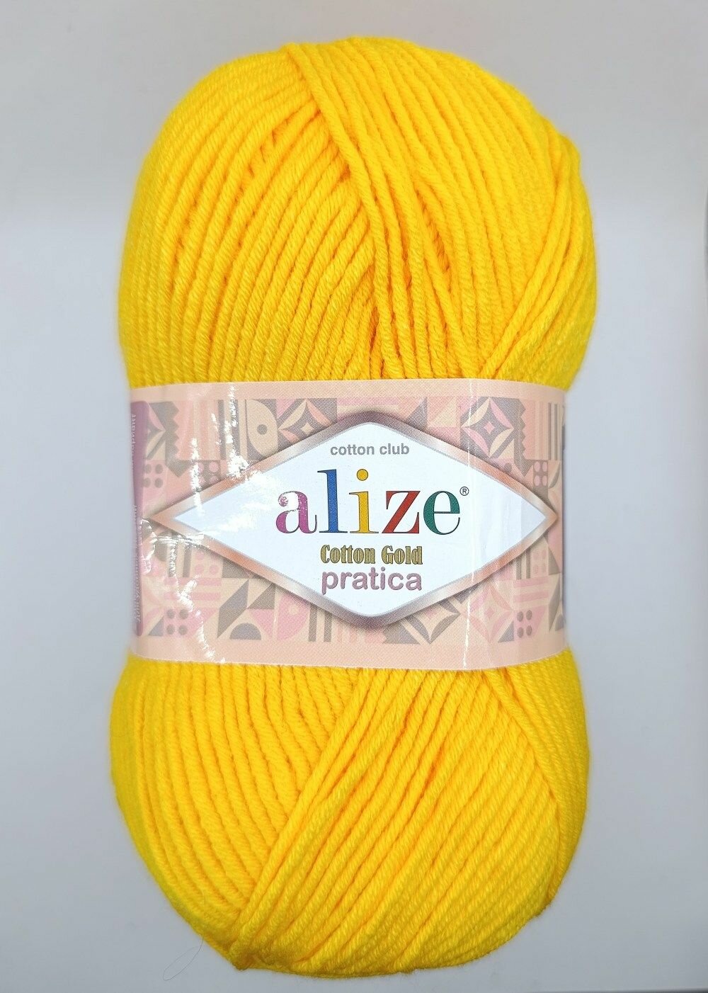 Пряжа для вязания Alize Cotton gold pratica 216 желтый 100 гр/220 м 55% хлопок, 45% акрил
