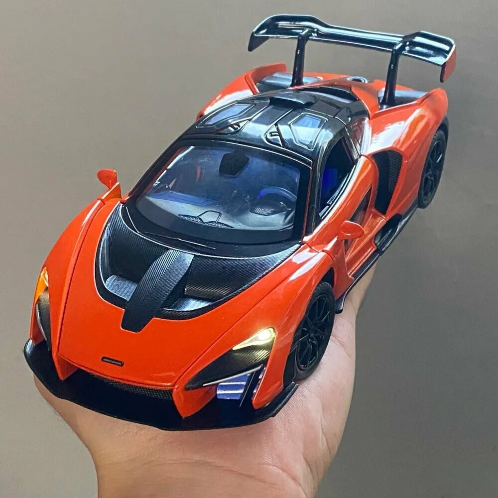 Модель автомобиля 1:24 Mclaren Senna Спрей-версия суперкар Металлические коллекционные модели, С звуком и светом
