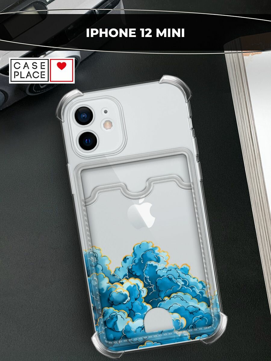 Чехол на Apple iPhone 12 mini (Айфон 12 Мини) с картой и принтом Звезда и облака