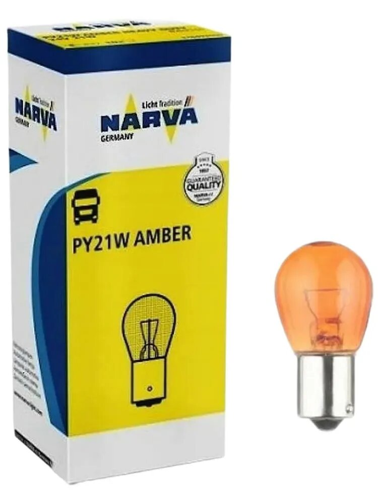 Лампа (PY21W) NARVA желтая со смещенным цоколем (артикул 17638)