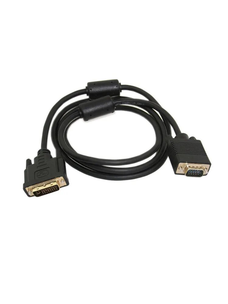 Кабель DVI-I (24 + 5) VGA TELECOM FULL HD 1080p 60Hz 2 фильтра 1.8 метра чёрный (TA680F-1.8M)