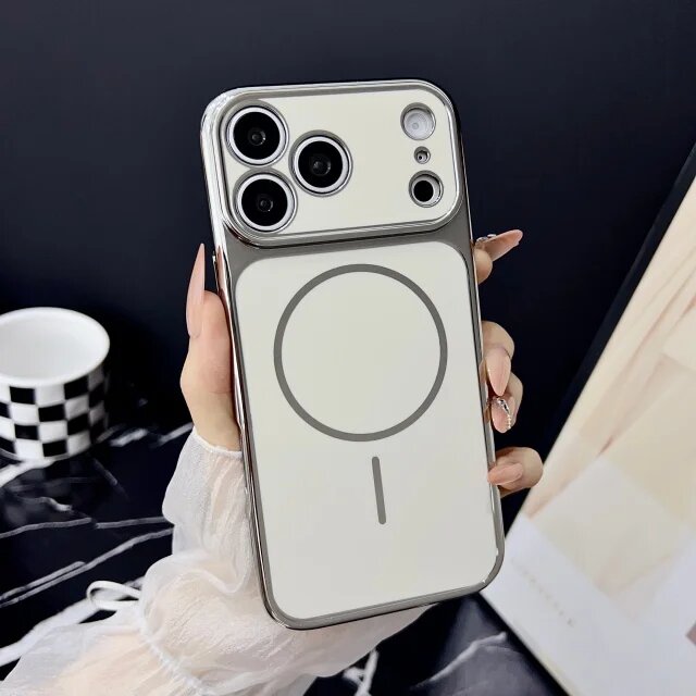 Роскошный магнитный чехол Magsafe для iPhone Air 11 12 13 14 15 16, iPhone13, Белый, Silver