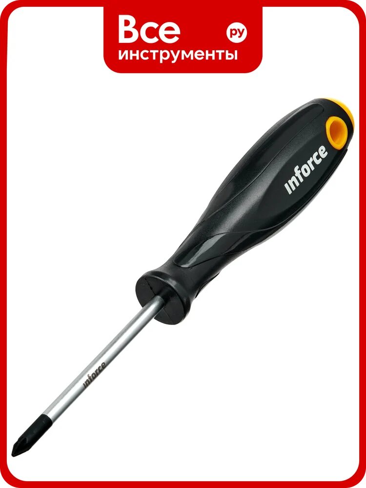 Отвертка Inforce PZ1x80 Pozidriv PZ1, рукоять из полиуретана, стержень S2, магнитный наконечник