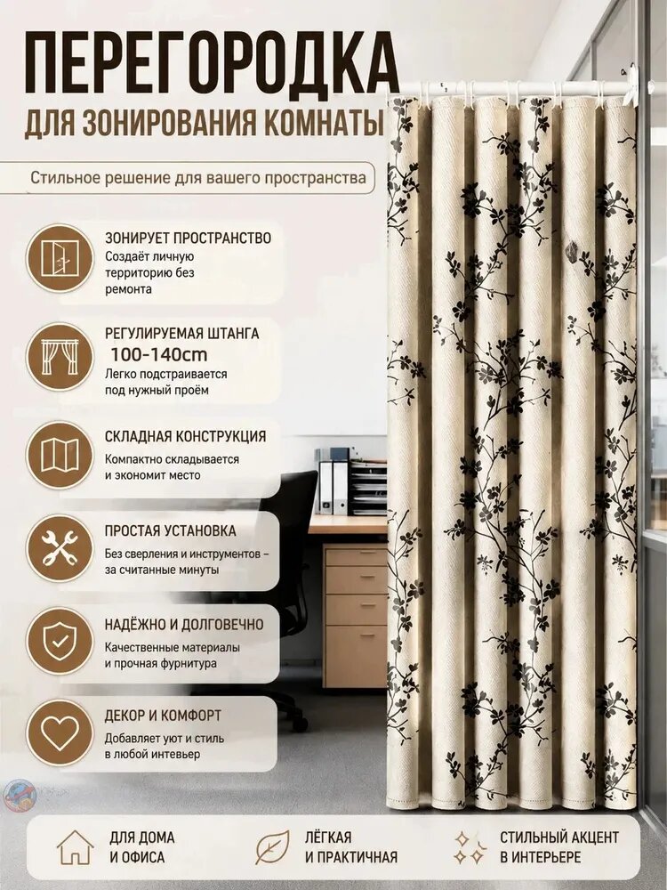 Ширма высота 200 см, ширина 140 см