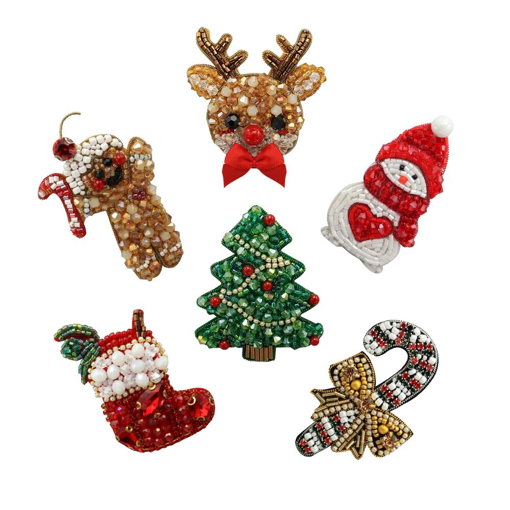 Рождественские патчи из бисера NO.25 6pcs
