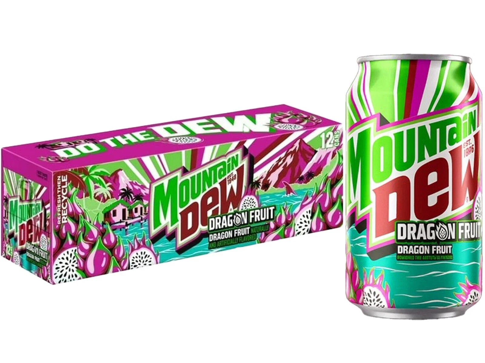 Газированный напиток Mountain Dew Dragon Fruit(драгонфрукт) 0.355л. х 12шт.