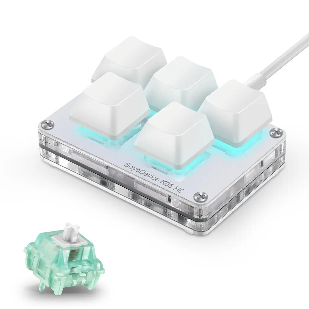 Sayodevice Клавиатура проводная , (GATERON Magnetic Jade Pro Linear), Русская раскладка, белый