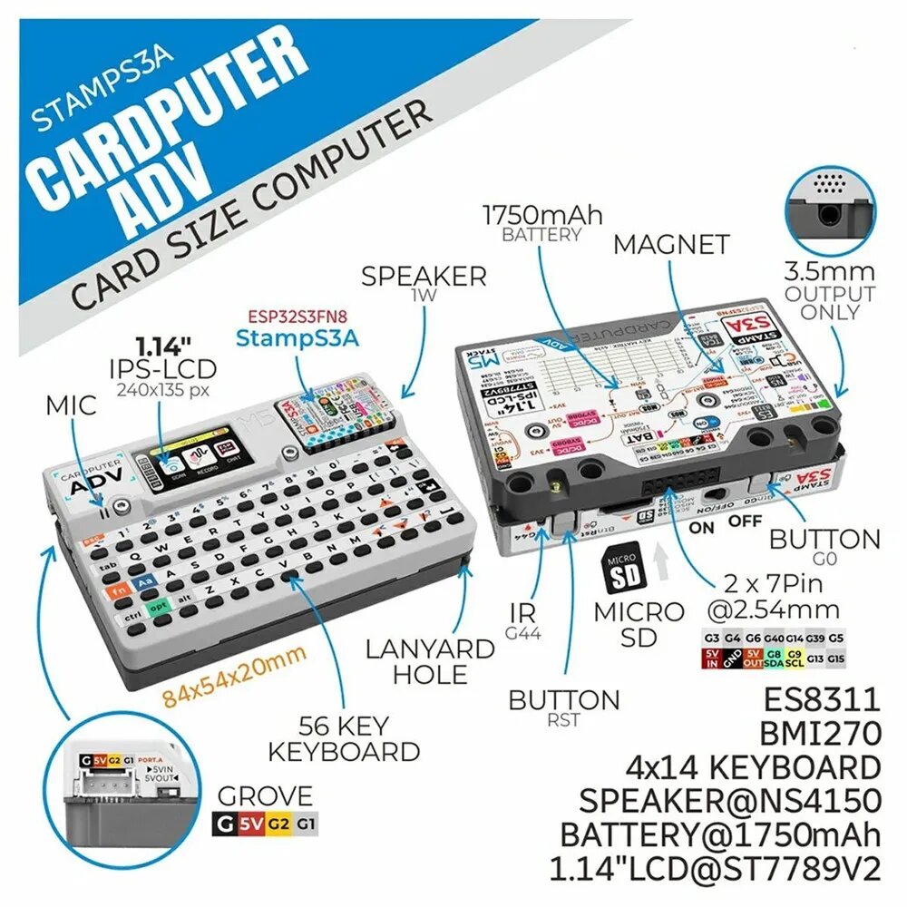 Для M5Stack Cardputer Adv Kit Cap LoRa1262 LoRa Programmable Card — фото 1