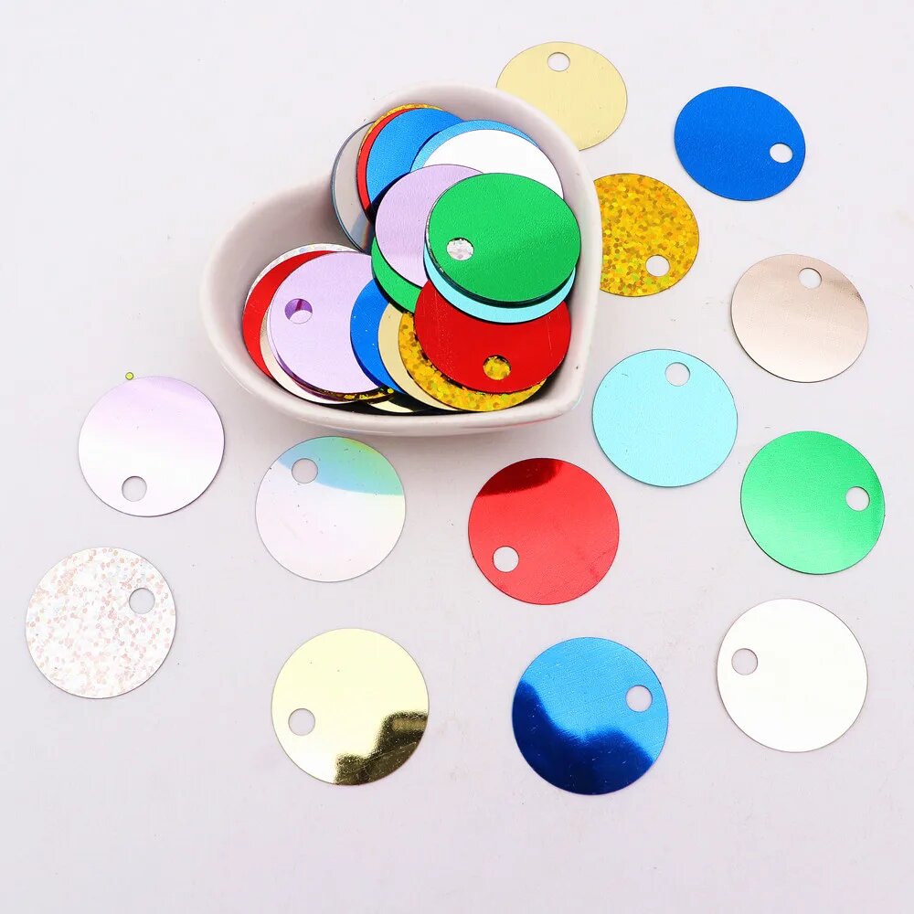 Плоские круглые пайетки ПВХ 30мм 58шт 20g 58pcs, Mix