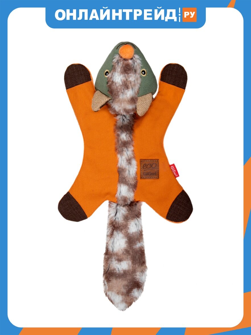 Игрушка для собак Gigwi Лисичка с пищалкой 39 см, серия CATCH & FETCH ECO