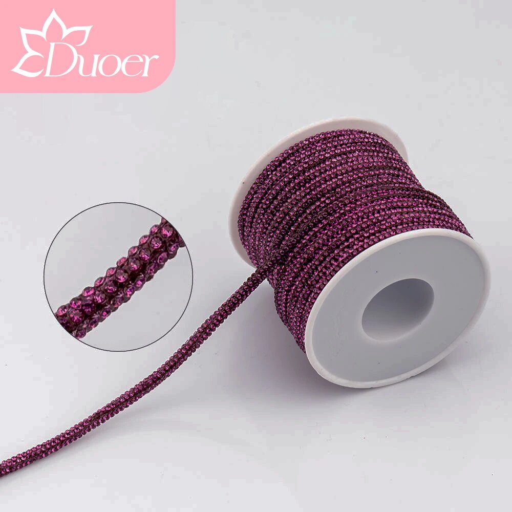 Фиолетовая стеклянная трубка со стразами DUOER, 5 yards