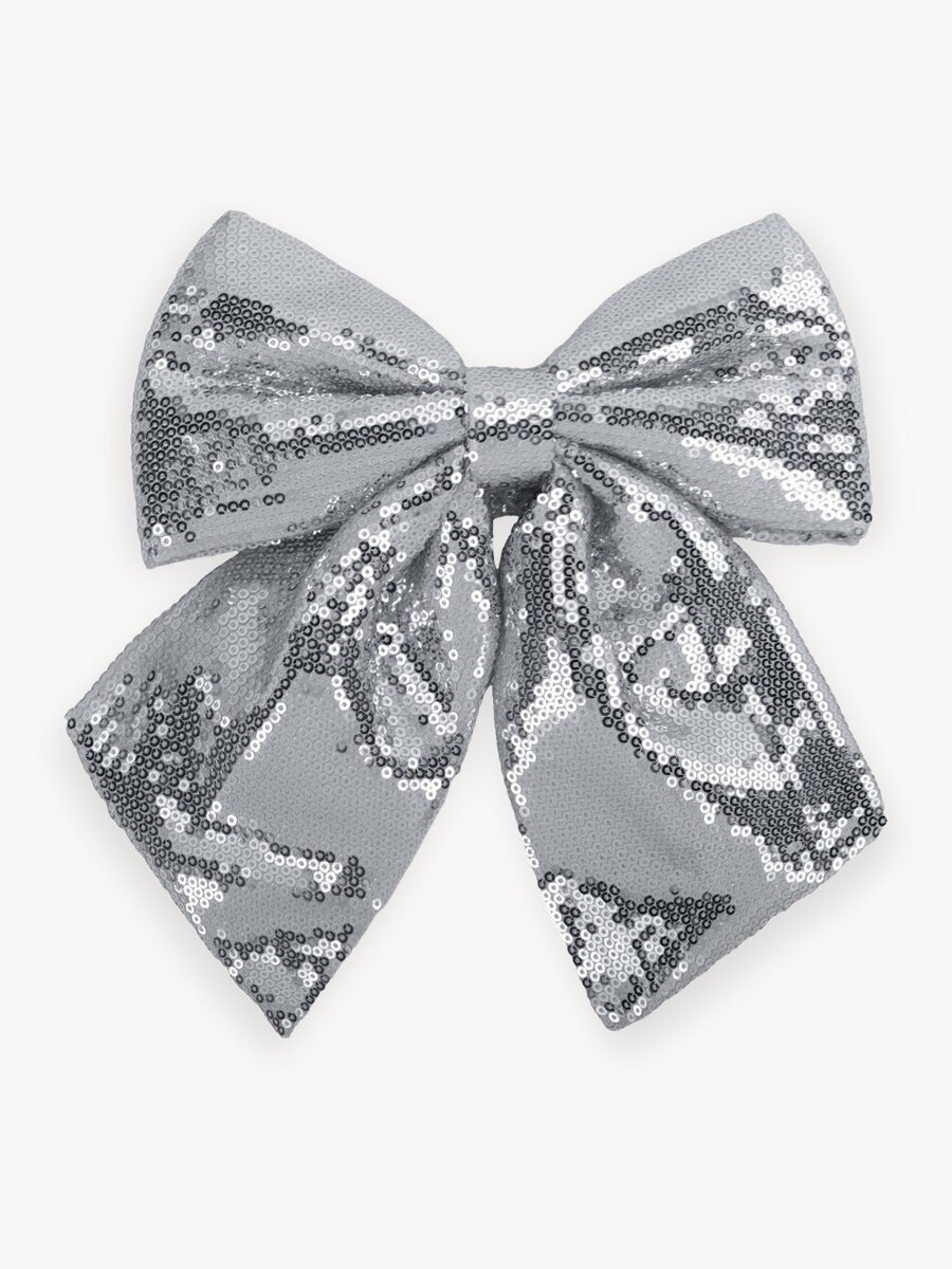 Елочные игрушки, украшение Бант с пайетками, на Новый год 2026, 20х22 см, полиэстер серебристый, Золотая Сказка, 592481