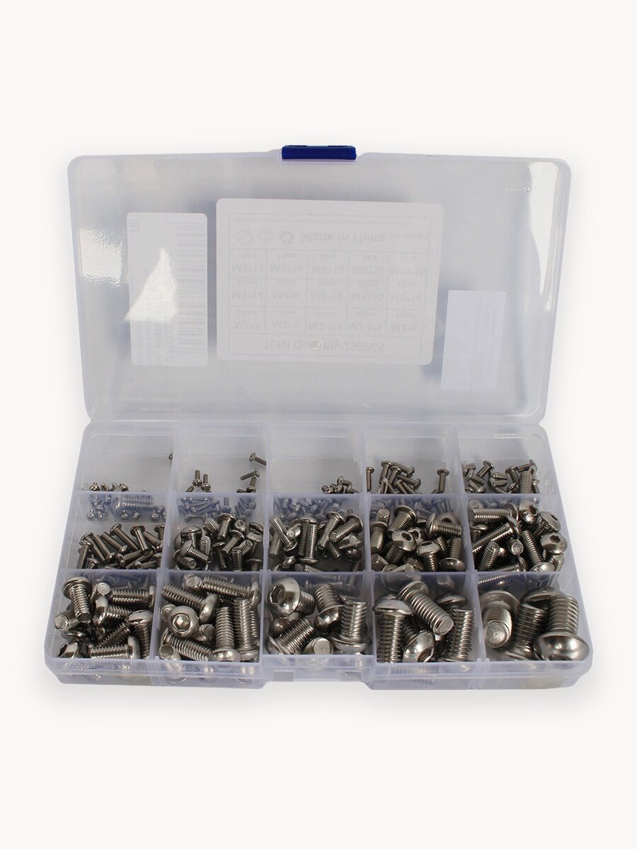 Набор винтов AnroKey, М2-М10, под шестигранник, нержавеющая сталь