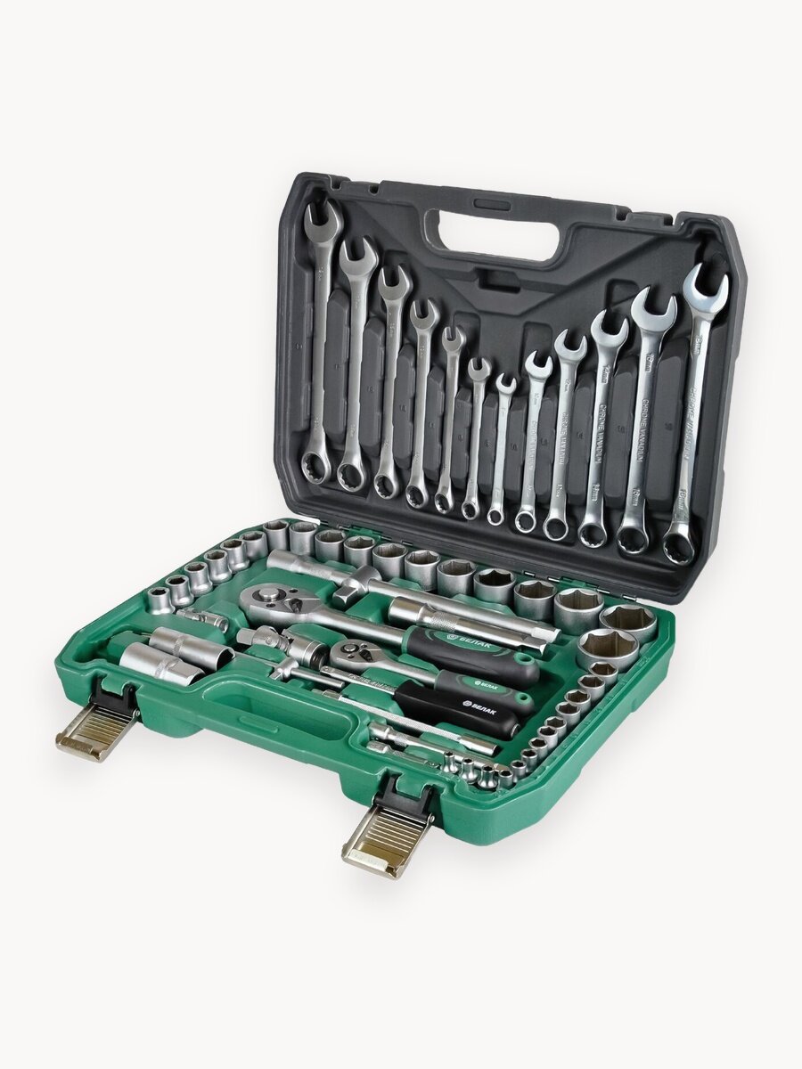 Набор инструментов БелАК Стандарт БАК.07037, хромованадиевая сталь, трещотка, 61 элемент, кейс