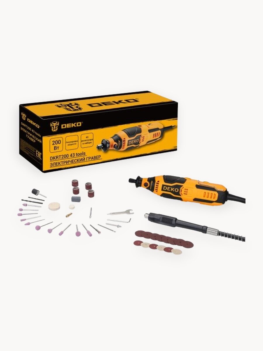 Электрический гравер Deko DKRT200 + набор аксессуаров 43 шт (085-1001)