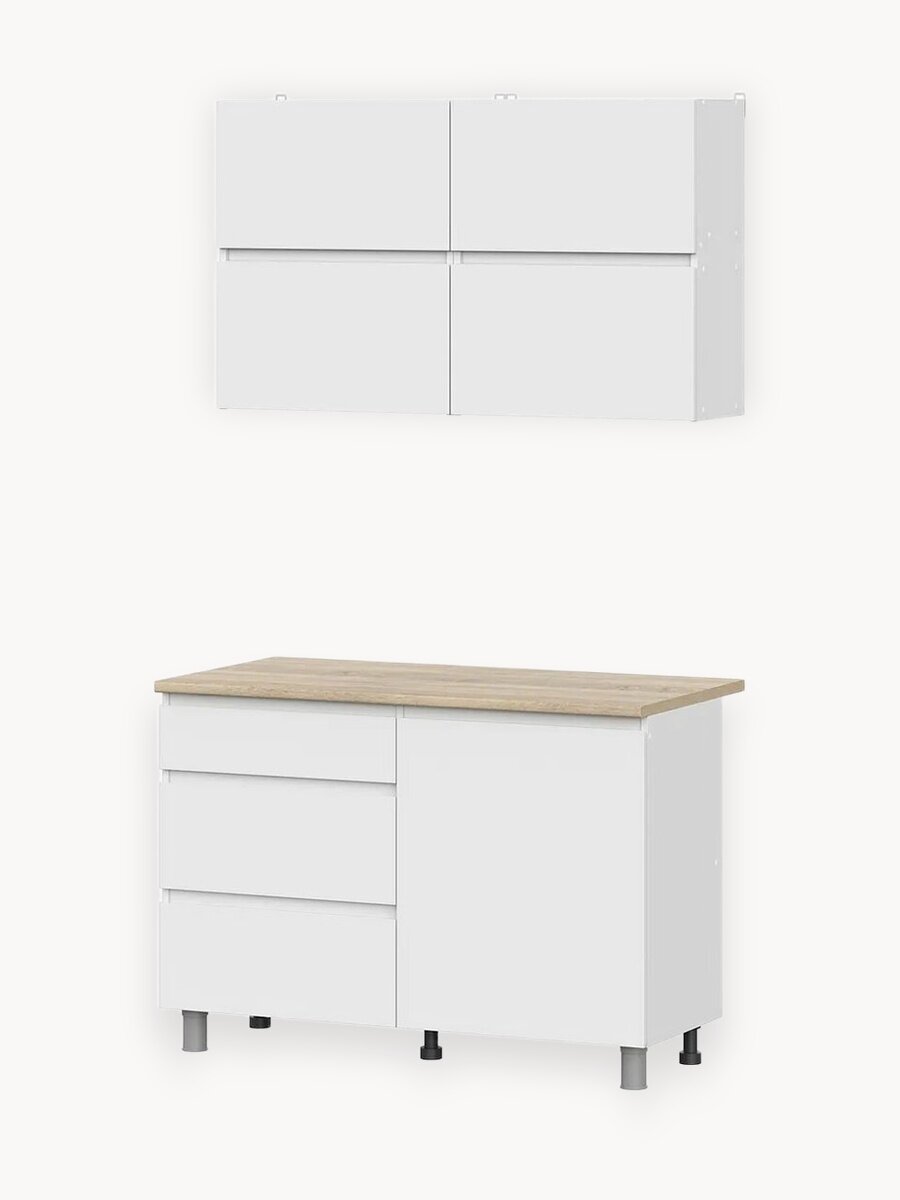 Кухня Грета 1.2 м белый текстурный / дуб сонома