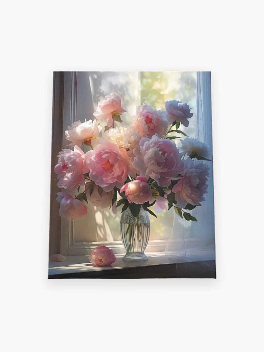 Картина на стену интерьерная Натюрморт букет пионов 30x40 см
