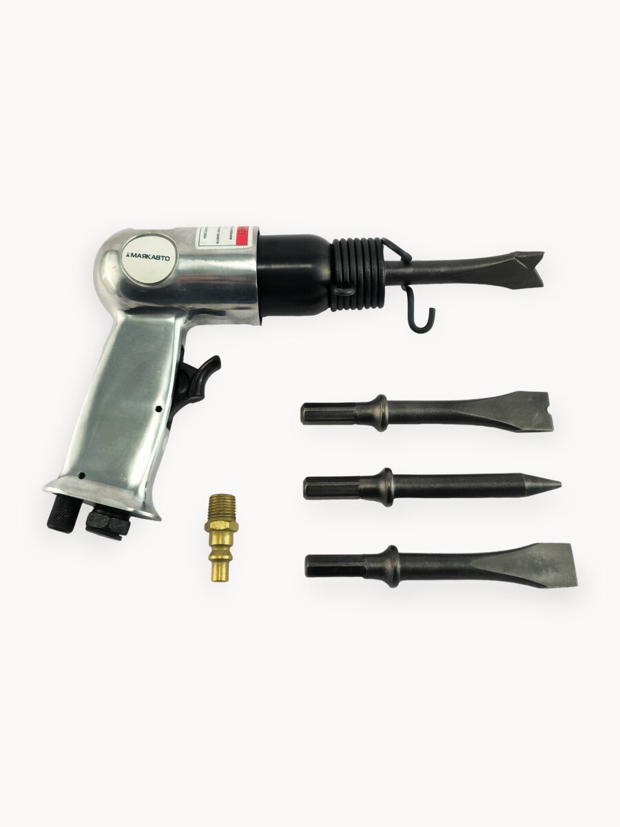 Зубило пневматическое ударное 4500 ударов/мин 150мм с комплектом насадок 4шт, 113 л/мин, 35011м, маякавто