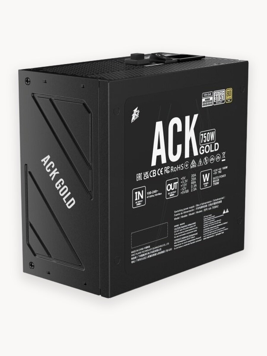 Блок питания 1STPLAYER ACK, 750W, 80+ Gold, ATX3.1 (HA-750BA2-BK)