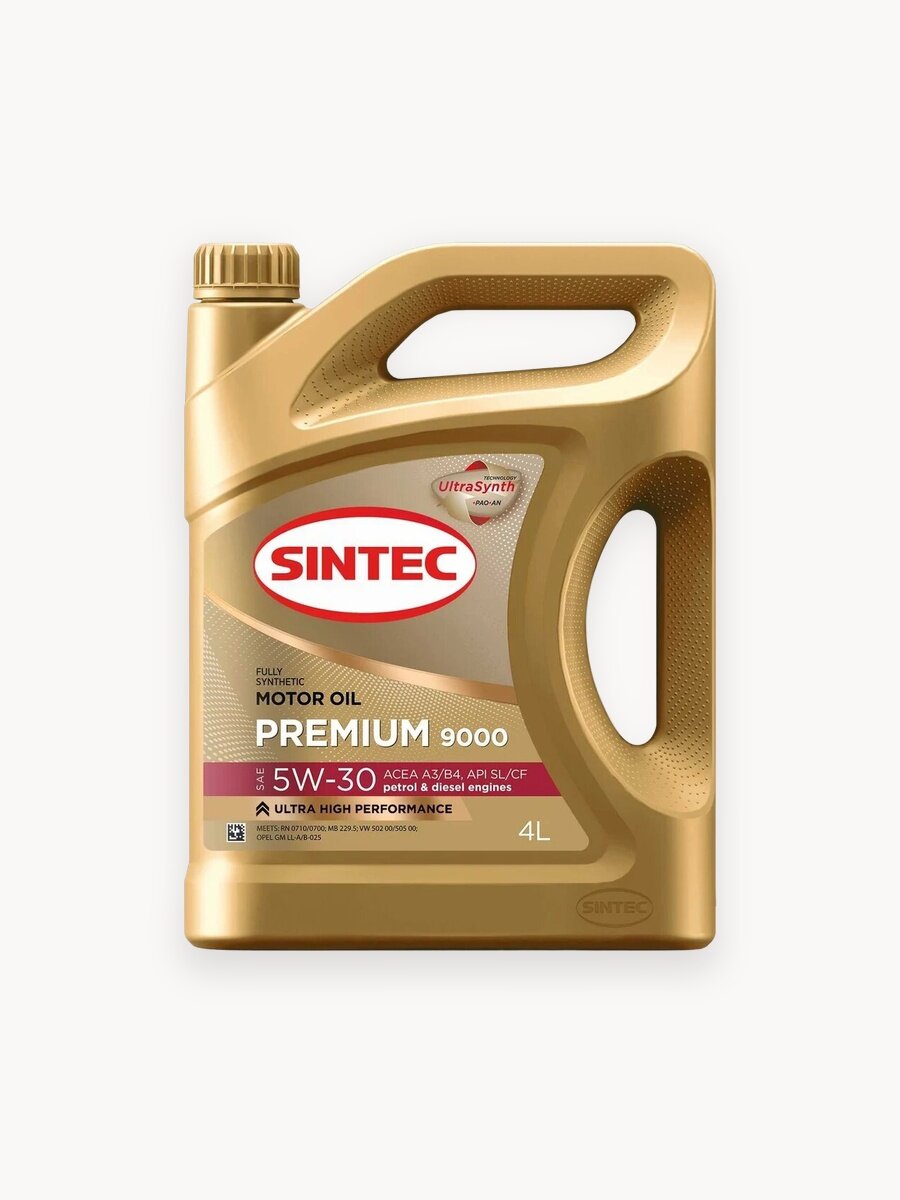 Моторное масло Sintec PREMIUM 9000 SAE 5W-30 API SL, ACEA A3/B4, 4 л 801969, из масел, масел гидрокрекинга