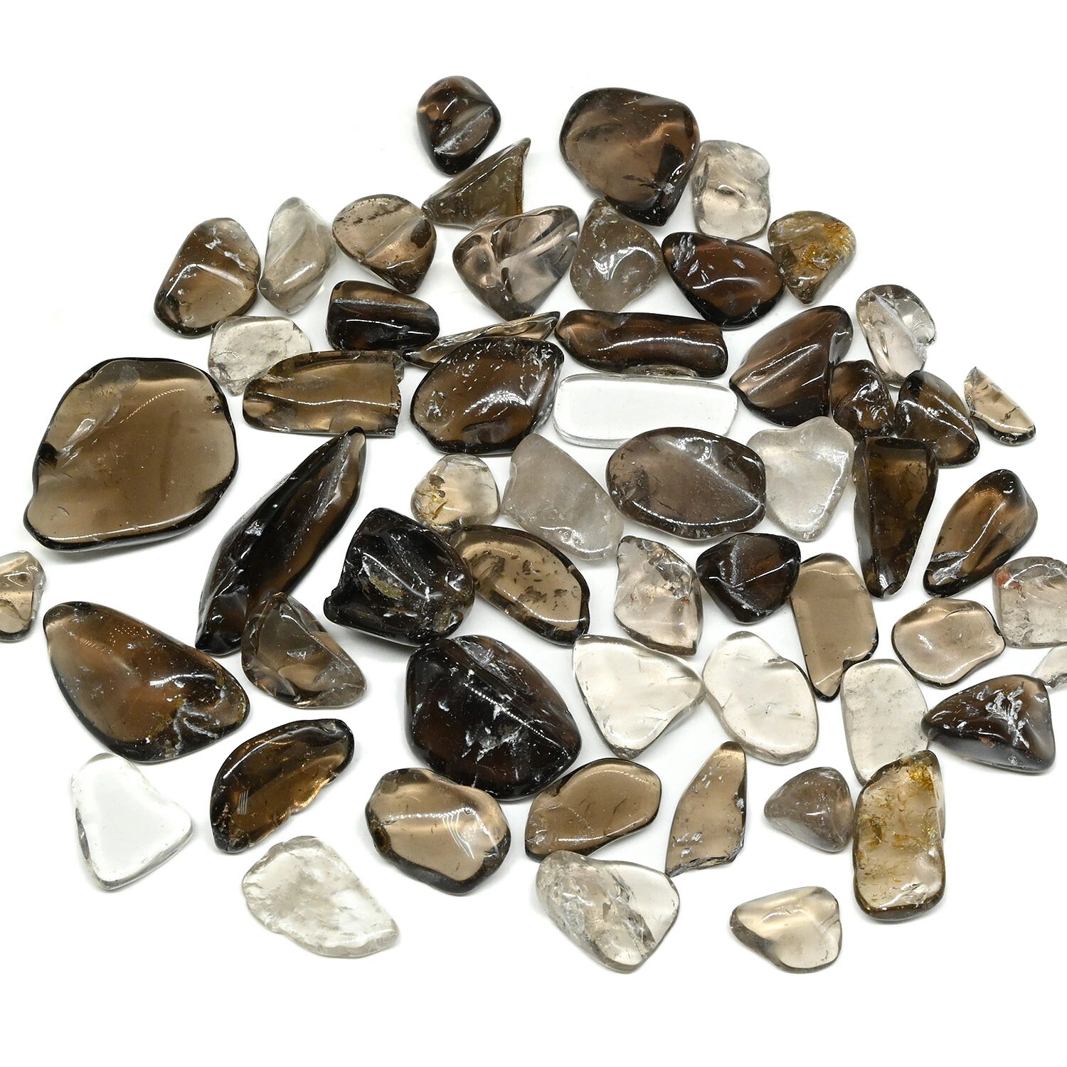 Раухтопаз (дымчатый кварц) галтовка фракция 15-20мм, упаковка 100г .