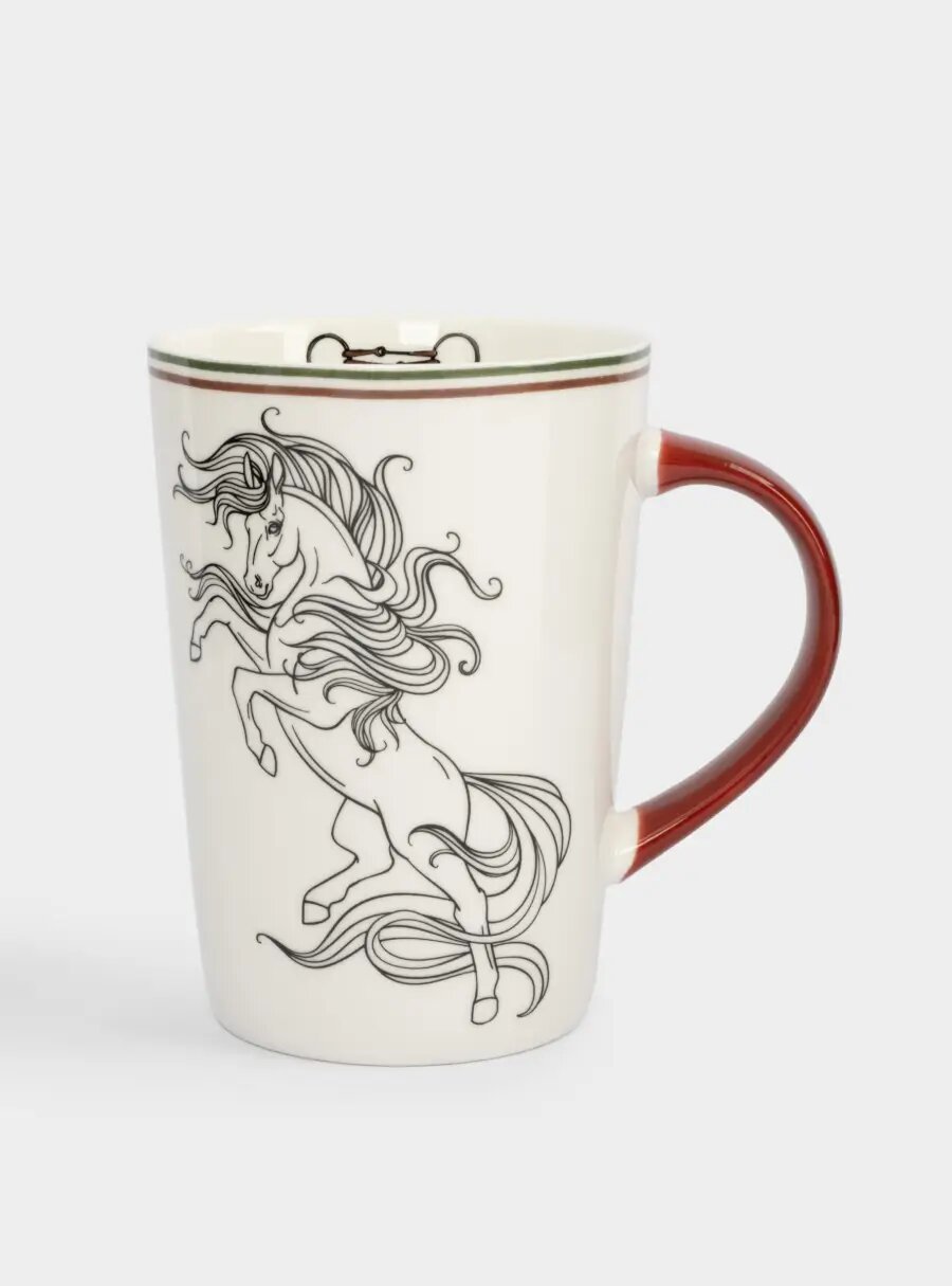 Кружка, 420 мл, фарфор N, бело-бордовая, Лошадь, Horse