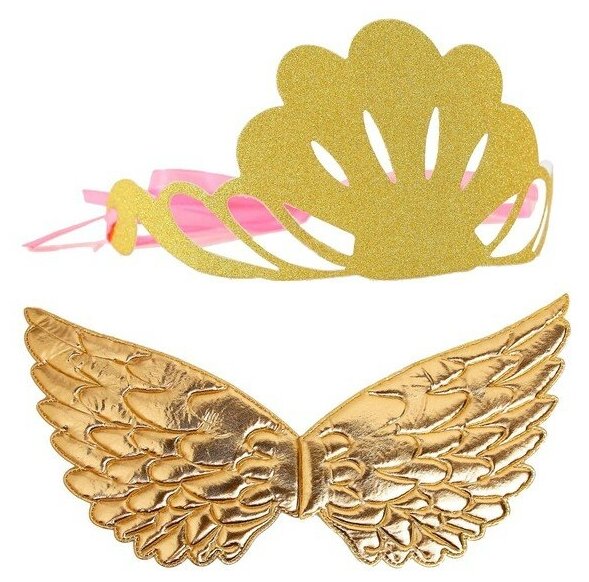 Карнавальный набор «Великолепие», 2 предмета: крылья, корона, цвет золото