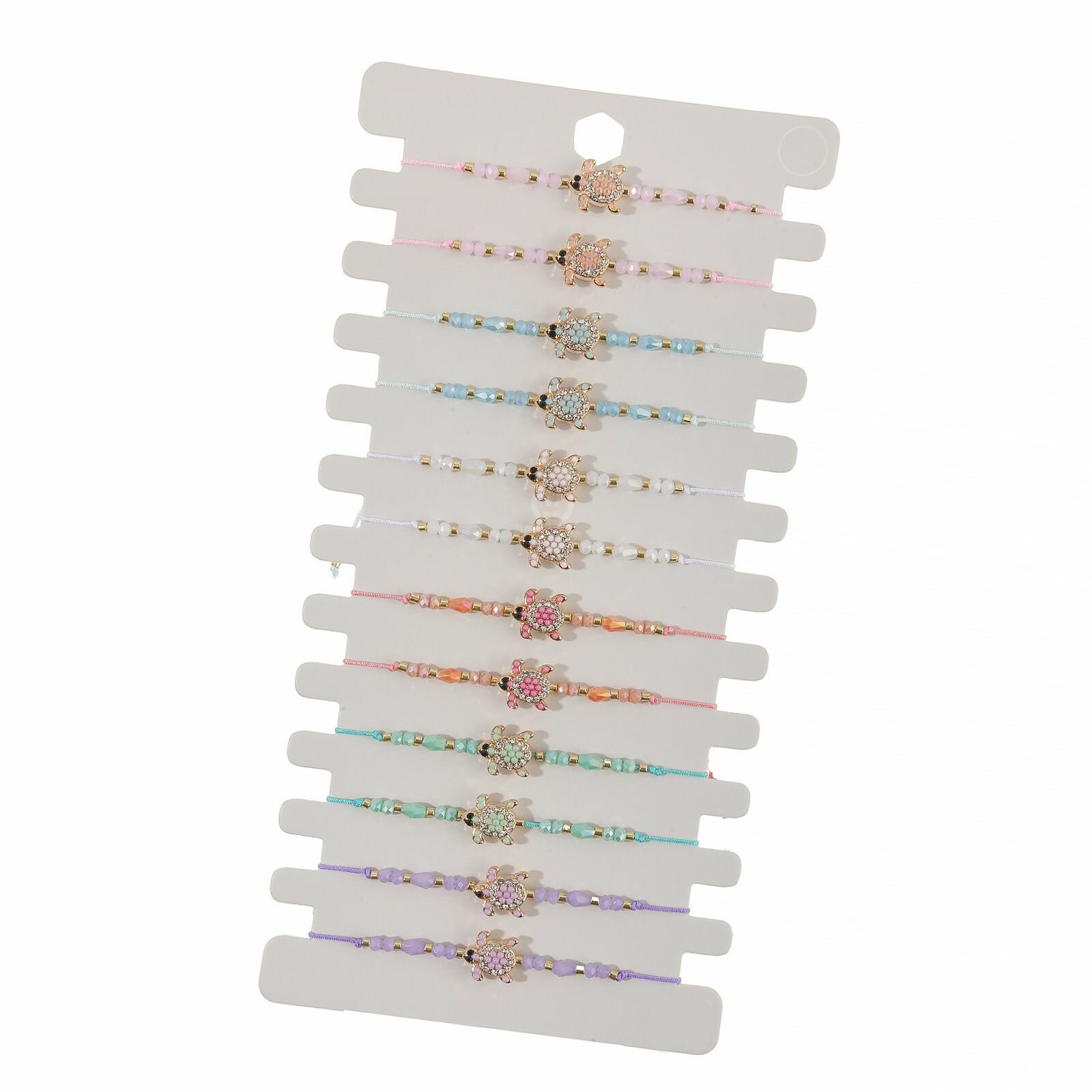 Плетеные браслеты с бирюзовыми кристаллами и металлическим шармом