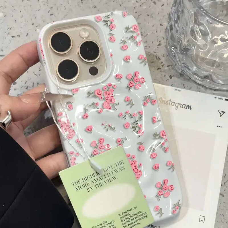 Чехол для iPhone 12 Pro с розами, белый