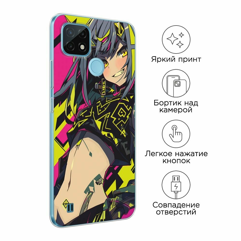 Чехол на Realme C21 / Реалми С21 с принтом "Девушка в кибер костюме" — фото 1